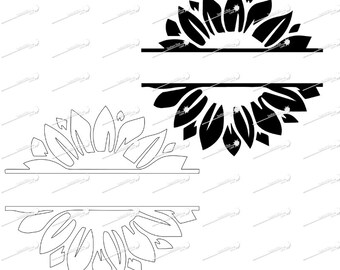 Split Sunflower Svg Png Ai Dxf Jpg File. Great for | Etsy