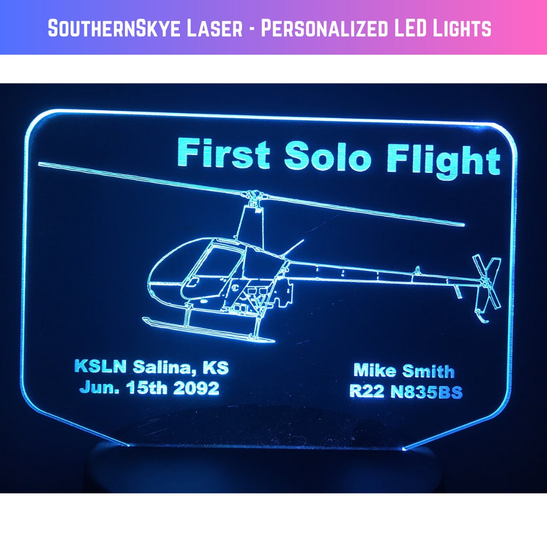 Helicopter Pilot LED Light, Night Light, Personalized Gift, Trophy ...
