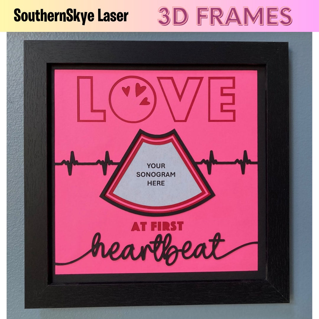 8x8 Layered 3D Picture Frame - Love at First Heartbeat - Picture Frame ...