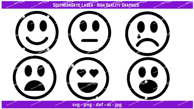 Smiley Face Bundle Svg Png Ai Dxf Jpg File. Great for | Etsy