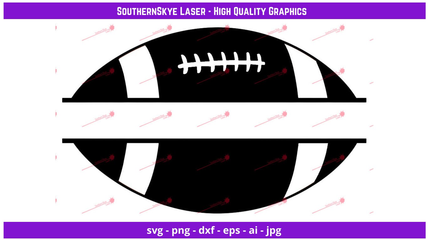 Split Football Image Svg, Png, Ai, Dxf, Jpg File. Great for Glowforge ...