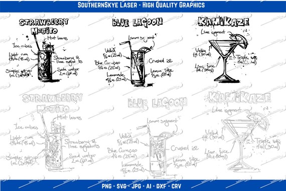 Cocktail Bundle Svg Png Ai Dxf Jpg File. Great for - Etsy