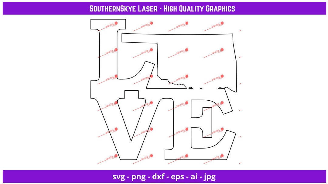Oklahoma Love Svg, Png, Ai, Dxf, Jpg File. Great for Glowforge, Cricut ...