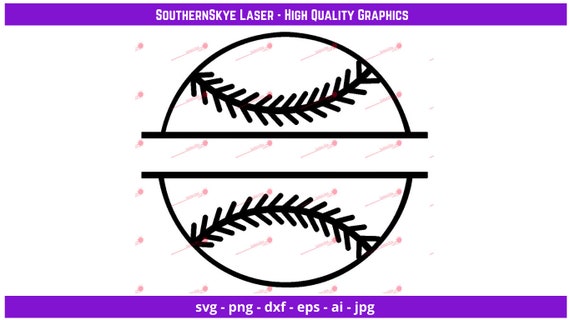 Split Baseball or Softball Image Svg Png Ai Dxf Jpg File. - Etsy