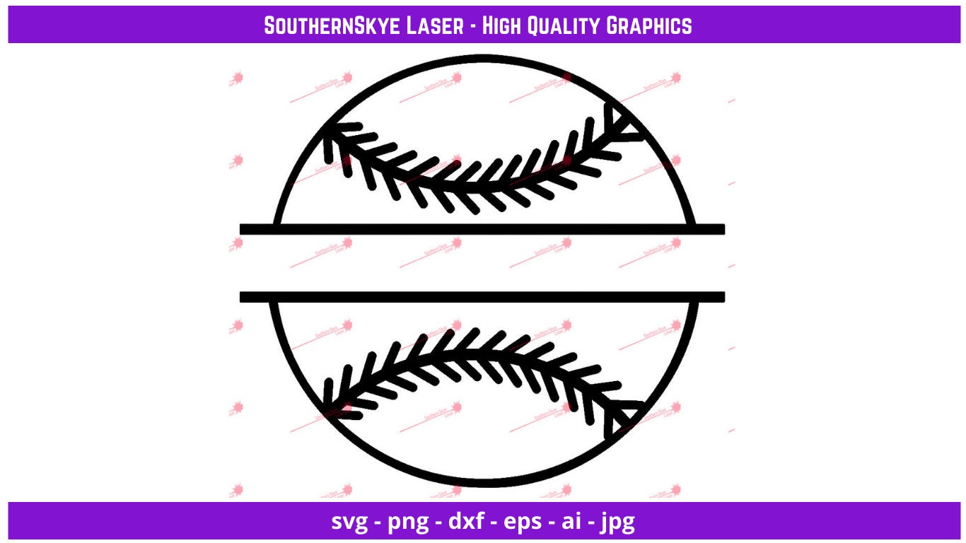 Split Baseball or Softball Image Svg, Png, Ai, Dxf, Jpg File. Great for ...