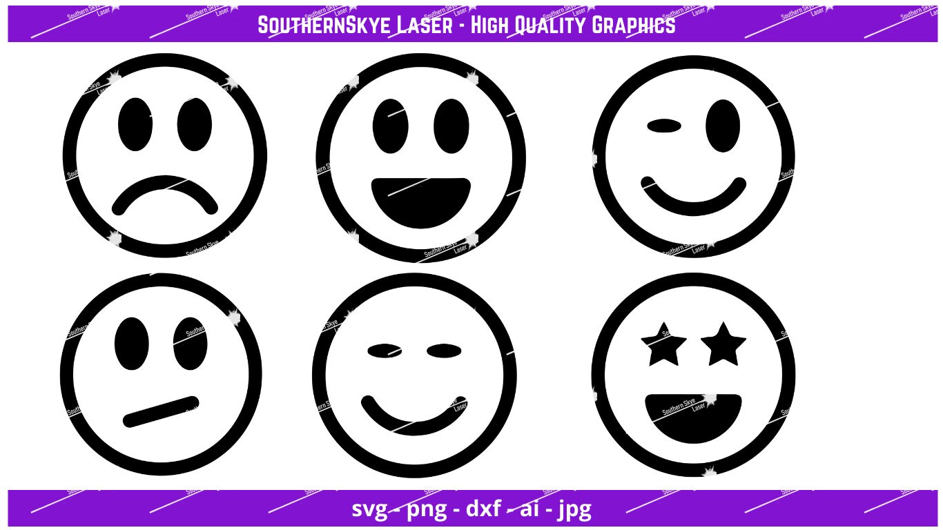 Smiley Face Bundle Svg Png Ai Dxf Jpg File. Great for - Etsy
