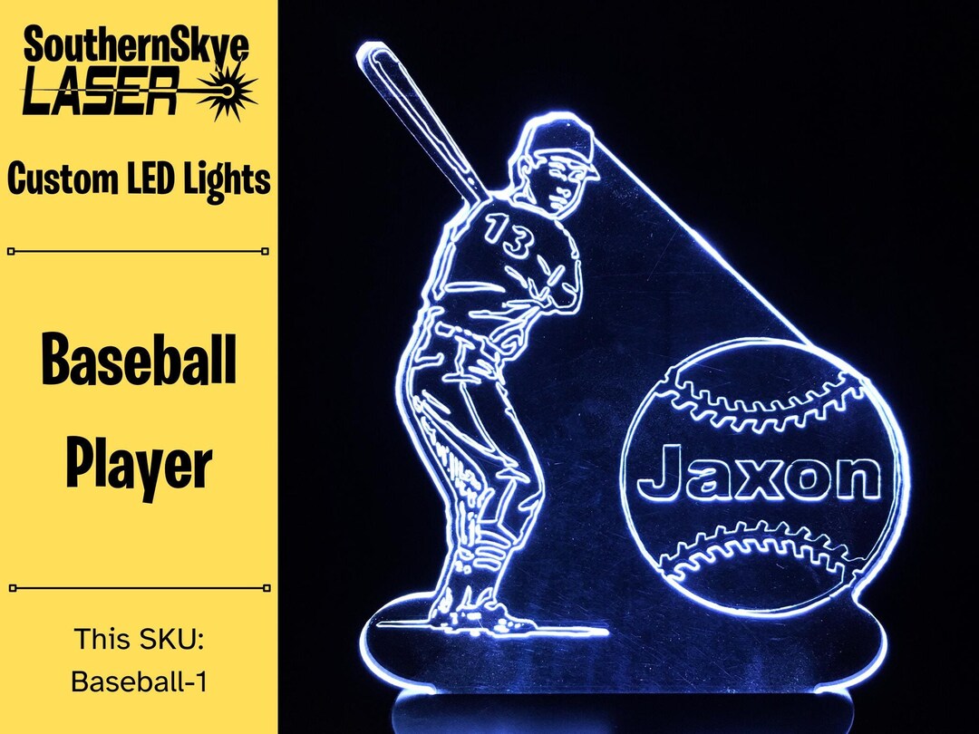 Baseball Player LED Light, Night Light, Personalized Gift -led-baseball ...