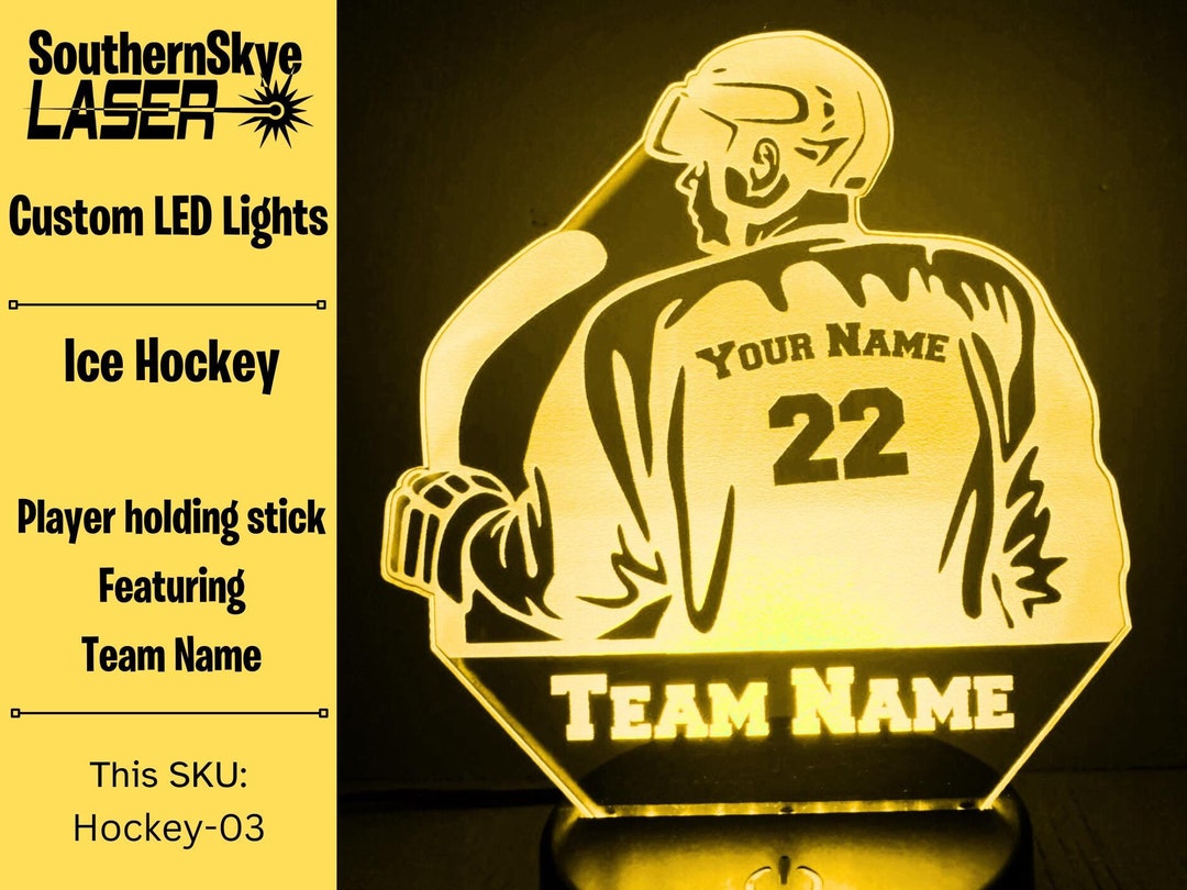 Ice Hockey LED Light Featuring Player Holding Stick With Team Name ...