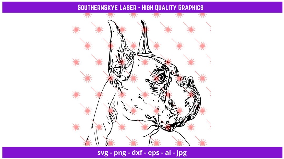 Dog Boxer Svg, Png, Ai, Dxf, Jpg File. Great for Glowforge, Cricut and ...