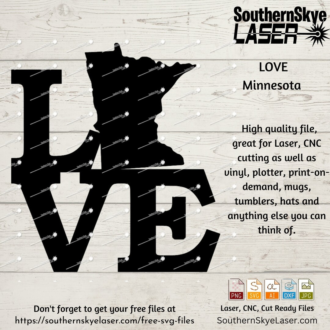Minnesota Love Svg, Png, Ai, Dxf, Jpg File. Great for Glowforge, Cricut ...