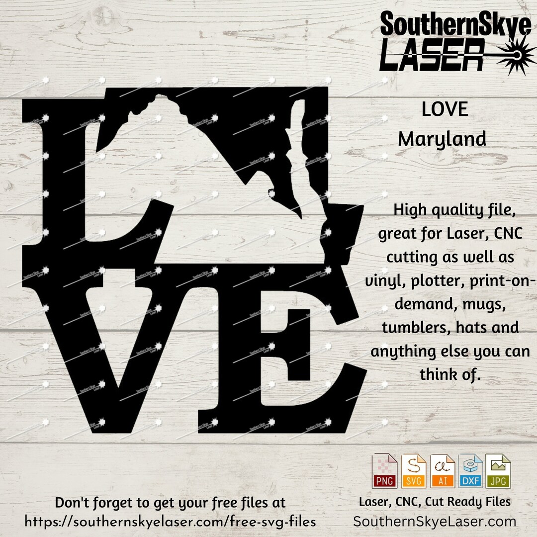 Maryland Love Svg, Png, Ai, Dxf, Jpg File. Great for Glowforge, Cricut ...