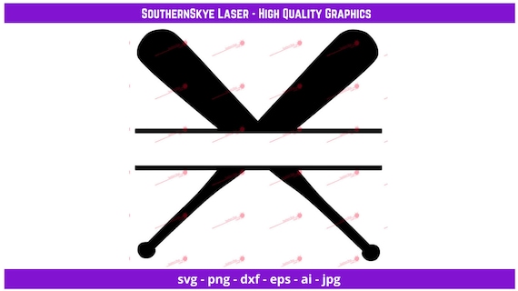Split Baseball Bats Image Svg Png Ai Dxf Jpg File. Great | Etsy