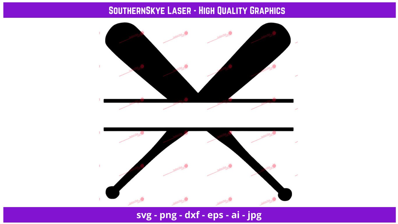 Split Baseball Bats Image Svg Png Ai Dxf Jpg File. Great | Etsy