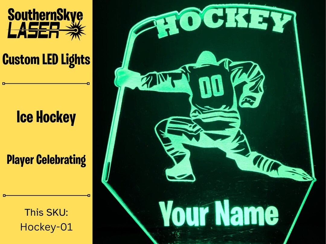 Ice Hockey LED Light Featuring Player Celebrating, Night Light, Desk ...