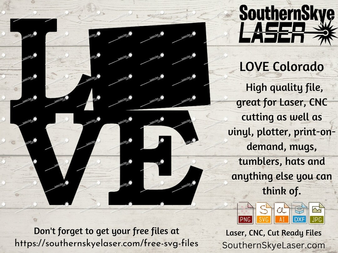 Colorado Love Svg, Png, Ai, Dxf, Jpg File. Great for Glowforge, Cricut ...