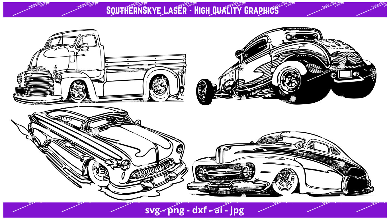 Cartoon Cars Bundle 2 Svg Png Ai Dxf Jpg File. Great for - Etsy
