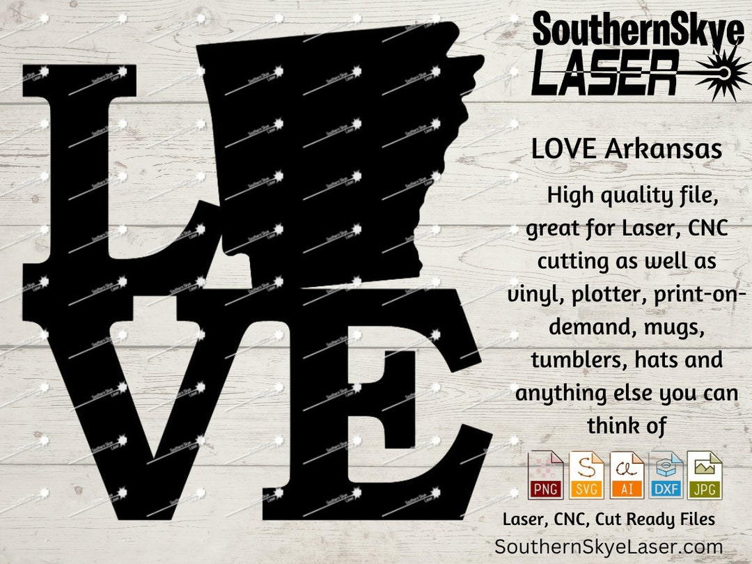 Arkansas Love Svg, Png, Ai, Dxf, Jpg File. Great for Glowforge, Cricut ...