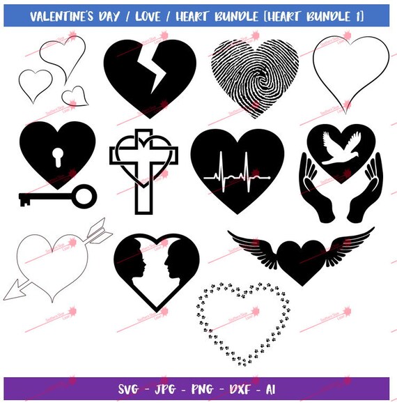 Hearts Bundle Svg Png Ai Dxf Jpg File. Great for | Etsy