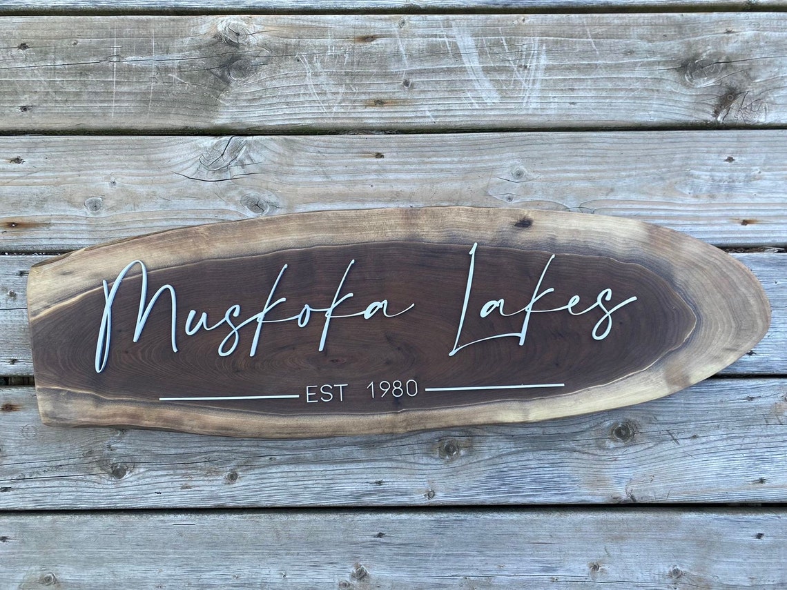 3D Live Edge Wood Lake Sign: Custom Lakehouse Decor - Etsy