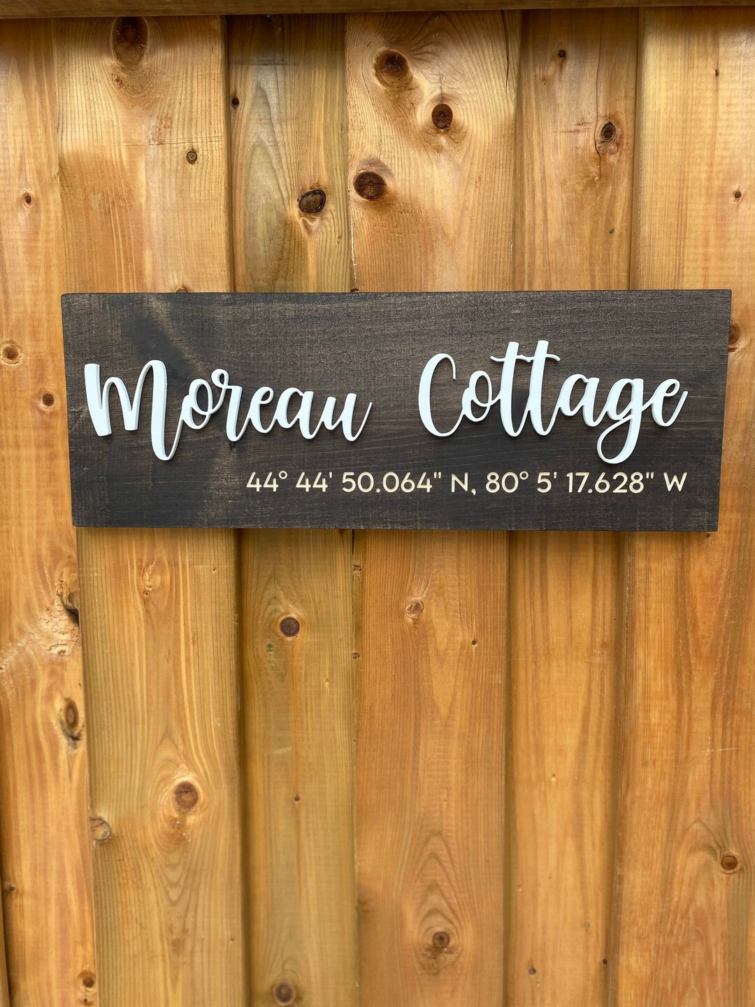 House or Cottage Sign With Coordinates | Cottage Sign | Custom Name ...