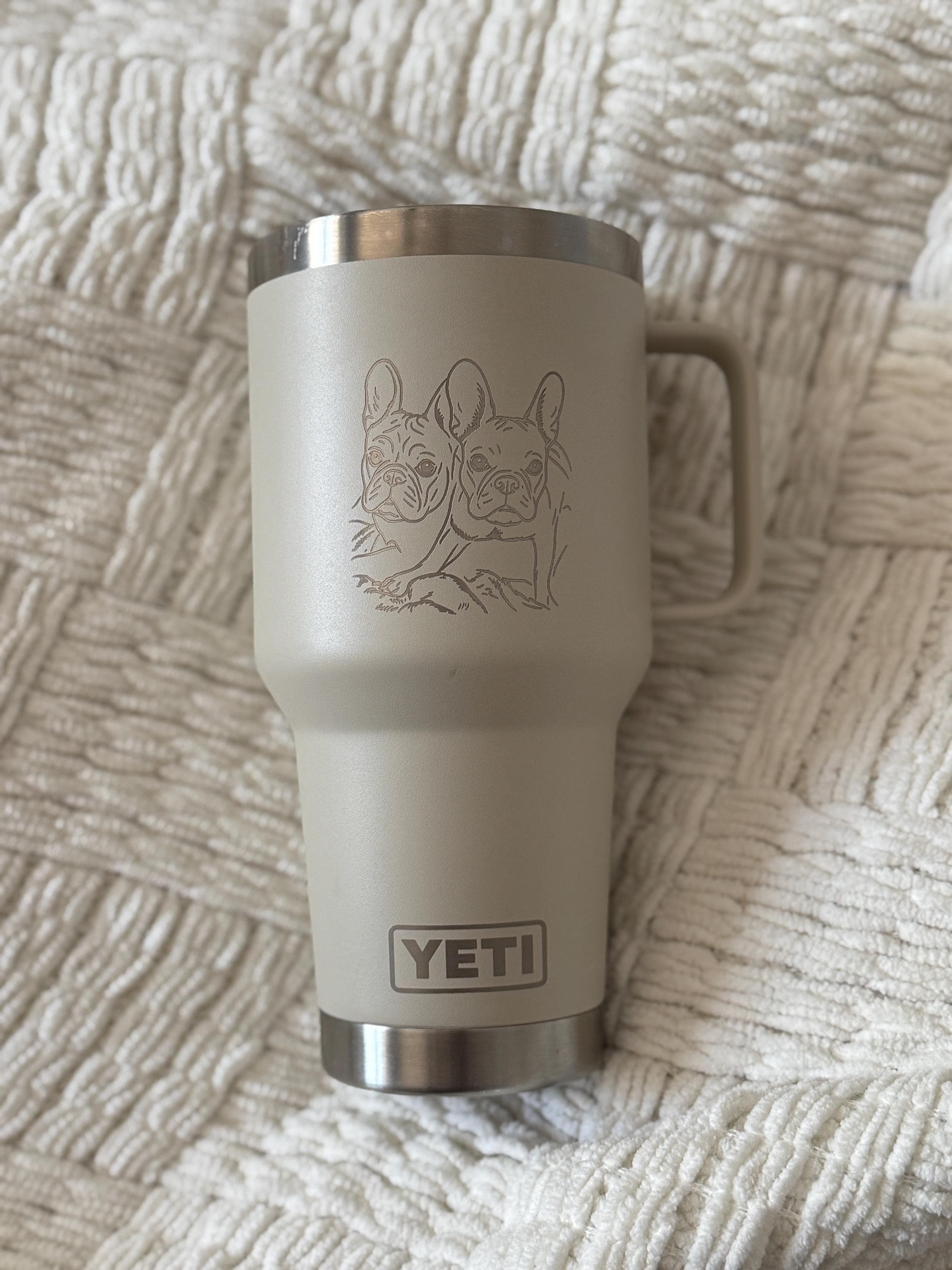Custom Dog Portrait YETI Tumbler With Handle: Laser Engraved Pet Gift ...