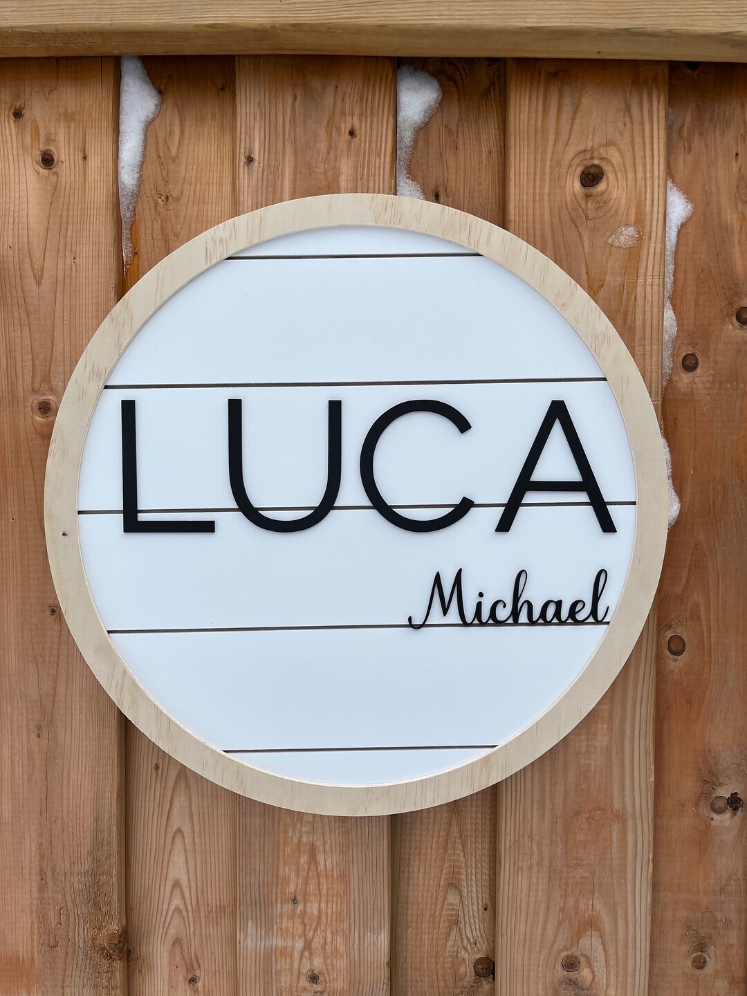 Custom Shiplap Name Round Custom Shiplap Name Sign Wood Border Sign - Etsy