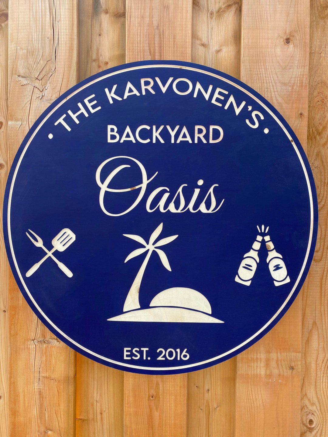 Backyard Oasis Sign – Custom Outdoor Pool Sign | Personalized Cottage ...