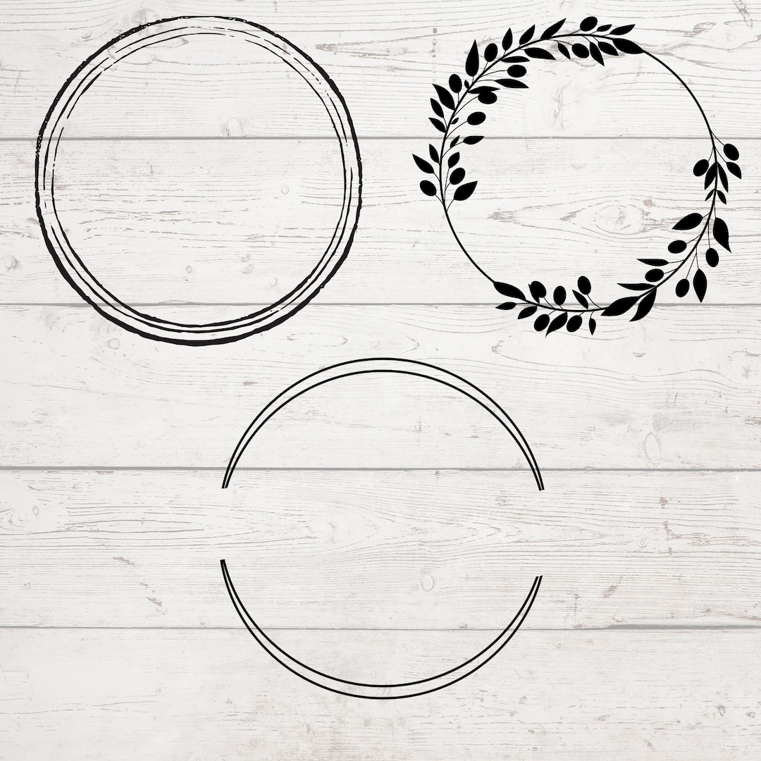 SVG Circle Border Package, Digital SVG Circle Frame, Circle Monogram PNG, Sublimation, Cricut ...
