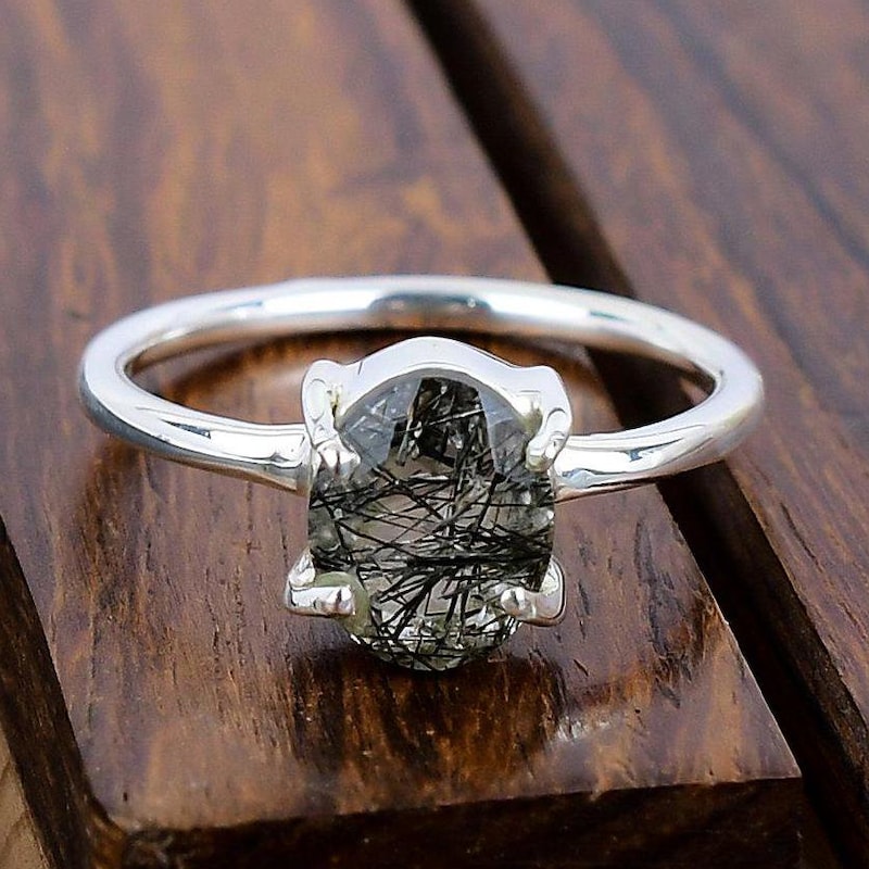 Black Quartz Women Ring - Etsy UK
