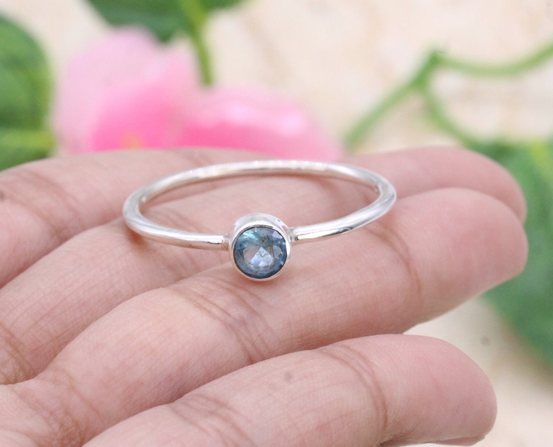 Valuable Blue Topaz Ring, Gemstone Ring, Blue Band Ring, 925 Sterling ...