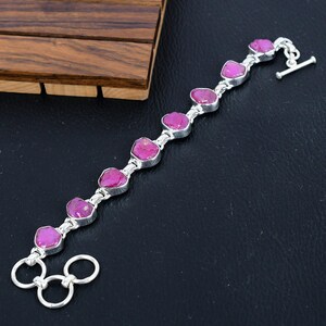 925 Solid Sterling Silver Rough Ruby Bracelet/trendy Gift for Her ...