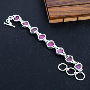 925 Solid Sterling Silver Rough Ruby Bracelet/trendy Gift for Her ...