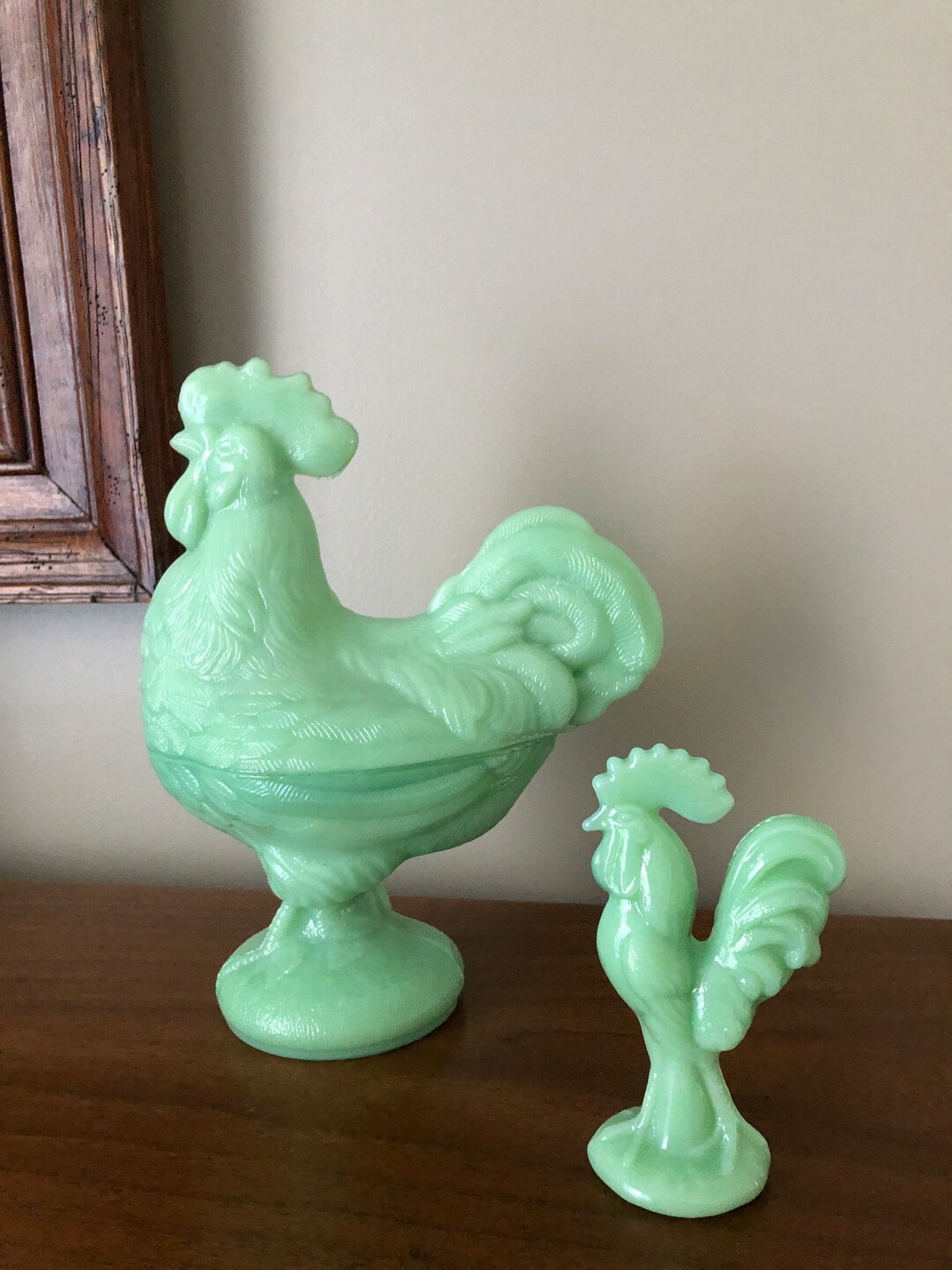 Jadeite Standing Rooster Set - Etsy