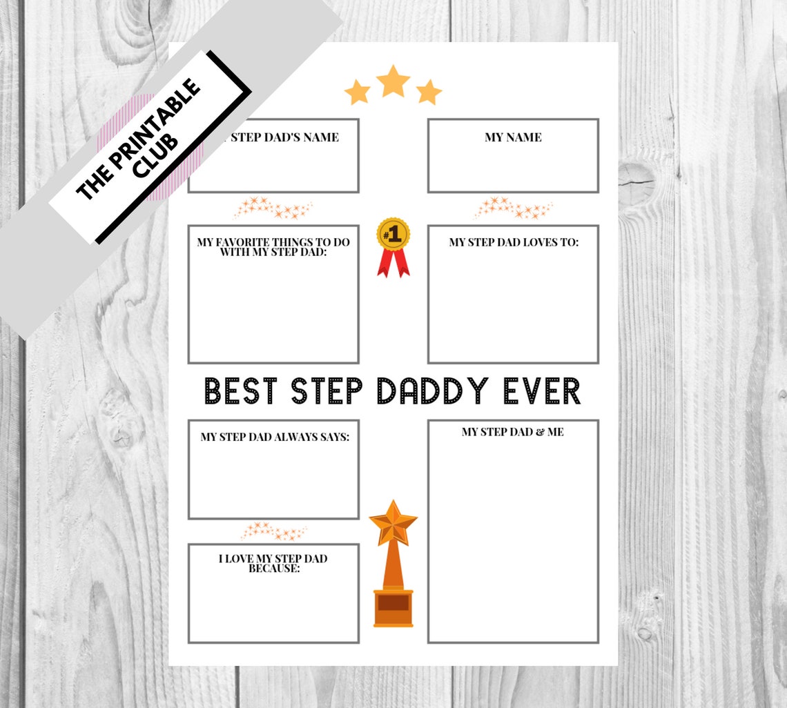 Stepdad Fathers Day Card Best Step Dad Ever Coloring Etsy