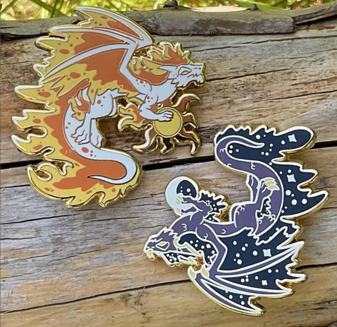 Sun & Moon Dragons Hard Enamel Pins - Etsy