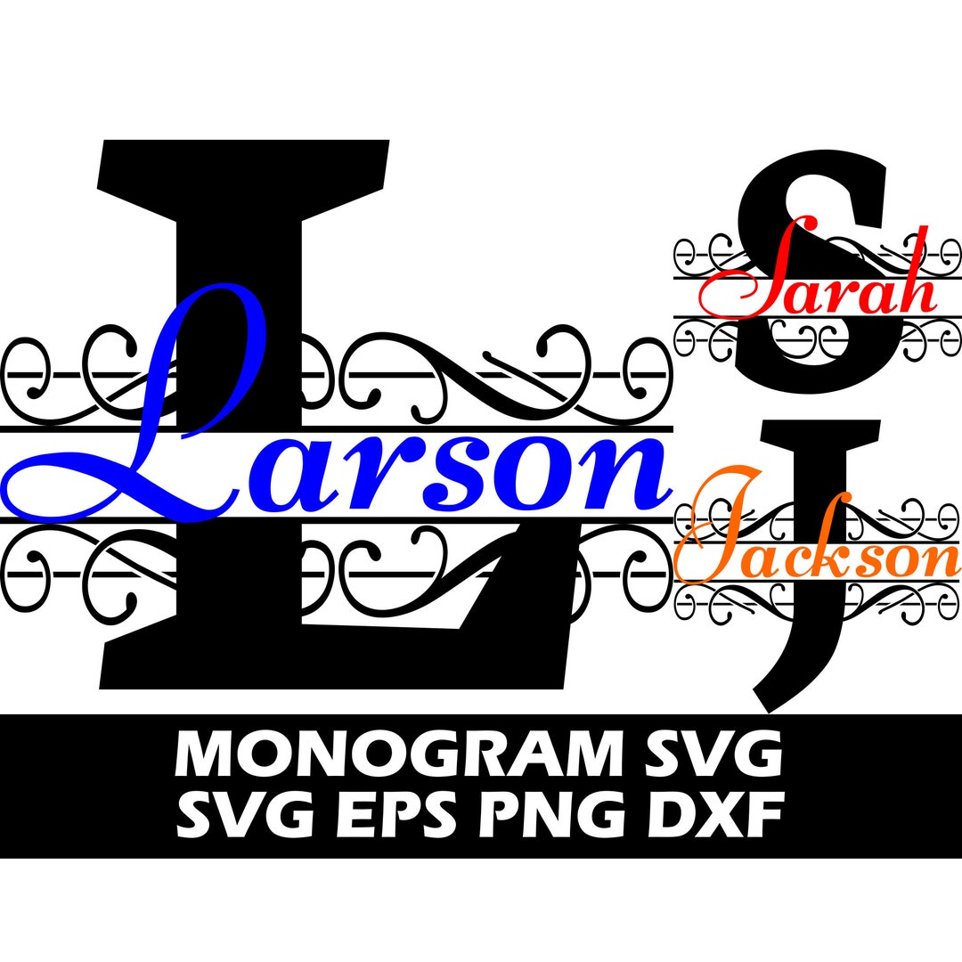 Split Monogram Svg, Split Letter Svg, Last Name Svg, Floral Alphabet ...