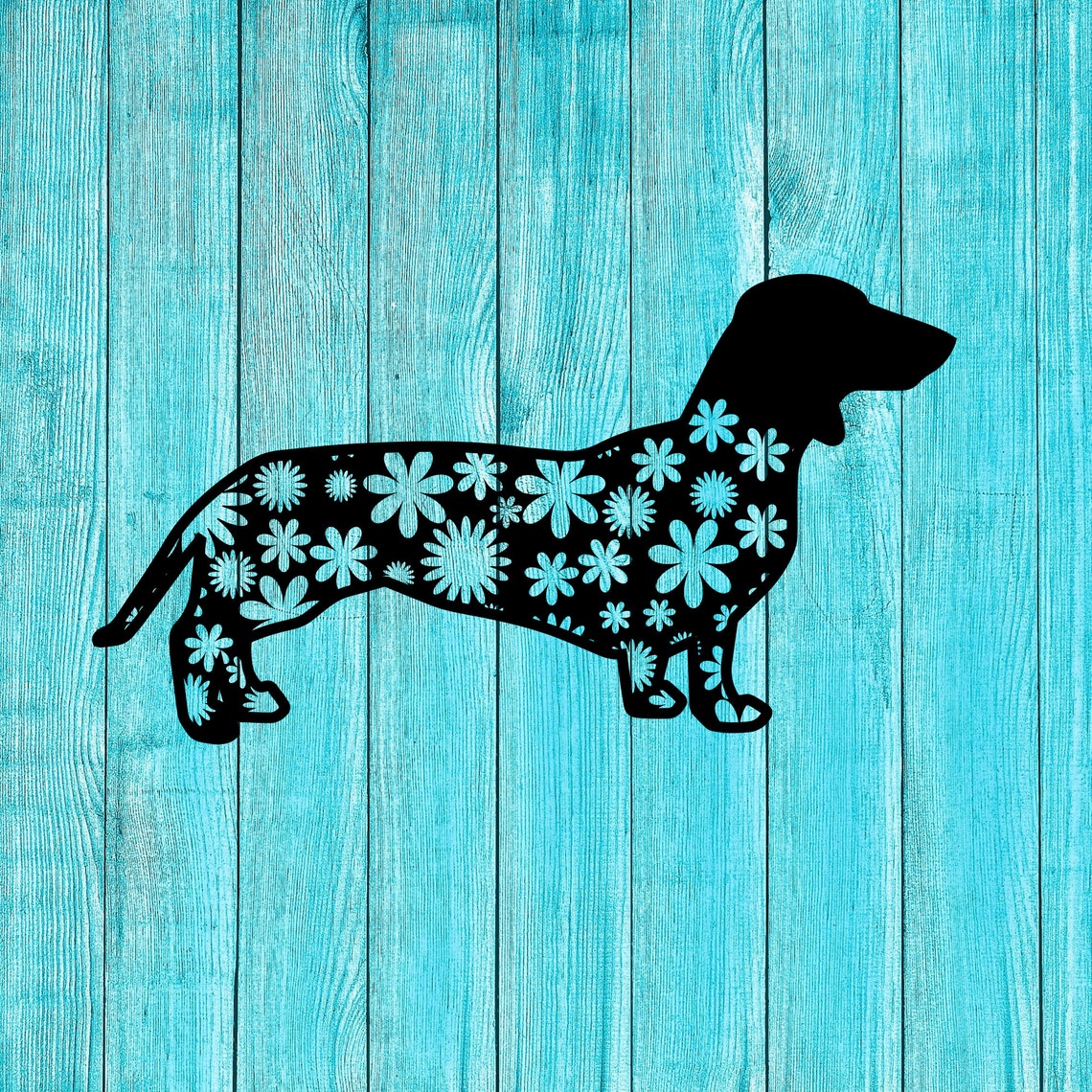 Floral Dachshund Svg File Cute Animal Svg File - Etsy