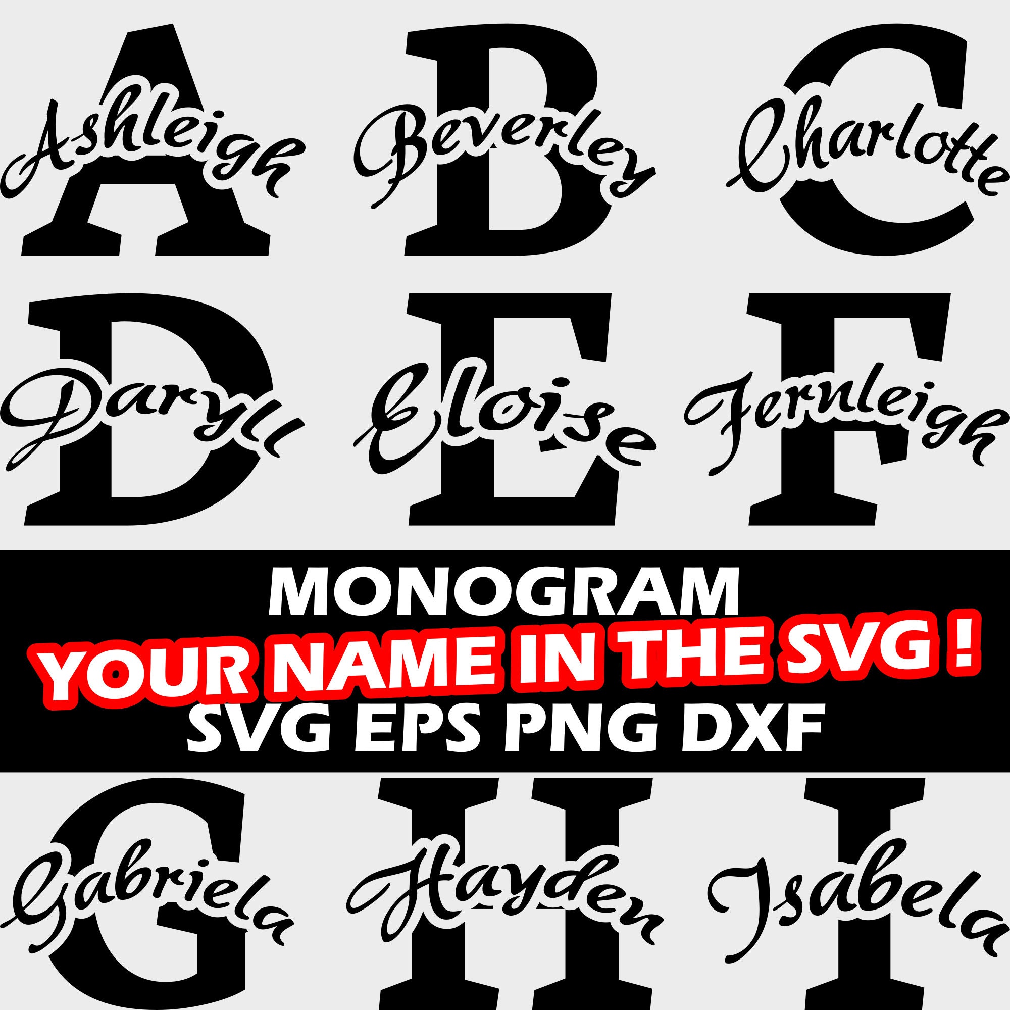 Personalized Monogram SVG With Your Name Your Name and Your Monogram in ...