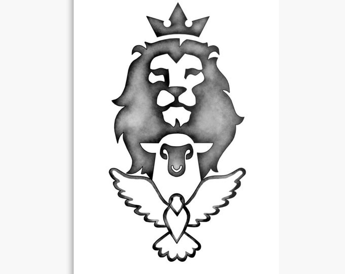 Trinity Art Print Design Lion Lamb and Holy Spirit - Etsy