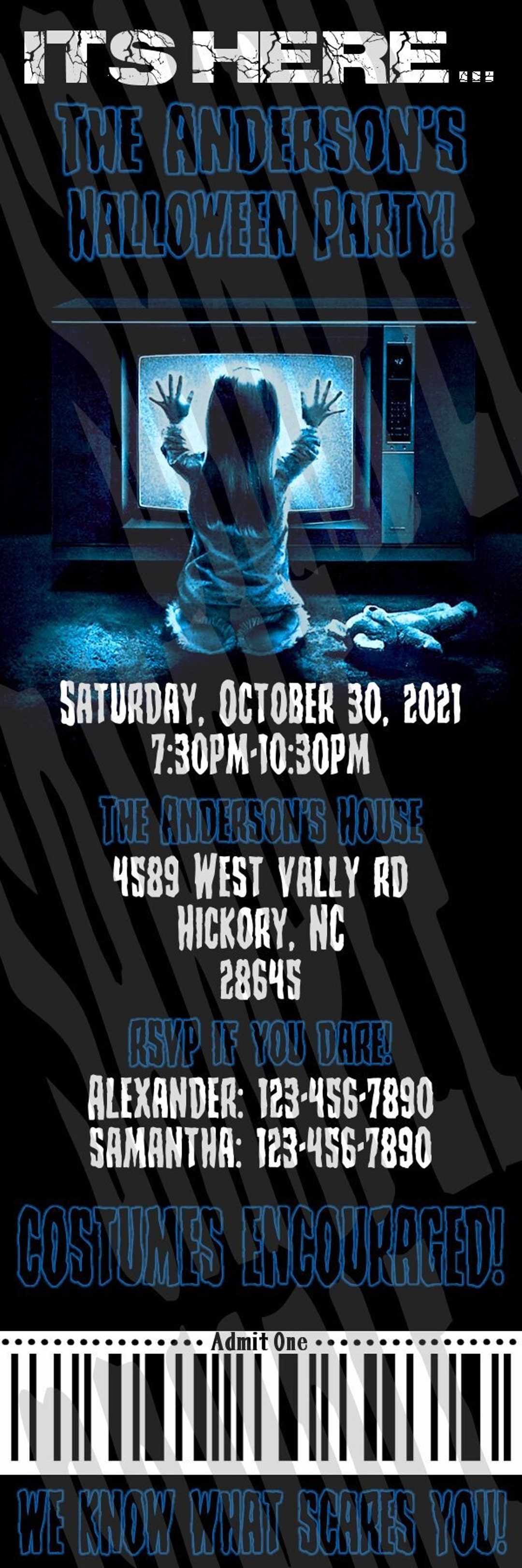 POLTERGEIST HALLOWEEN INVITATION, Halloween Invitation, Poltergeist ...