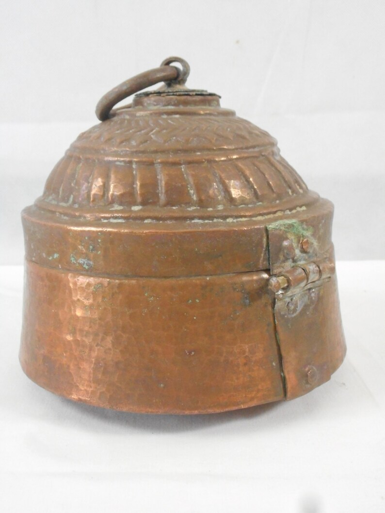 Rare vintage Indian hand made copper Chapati storage box / | Etsy