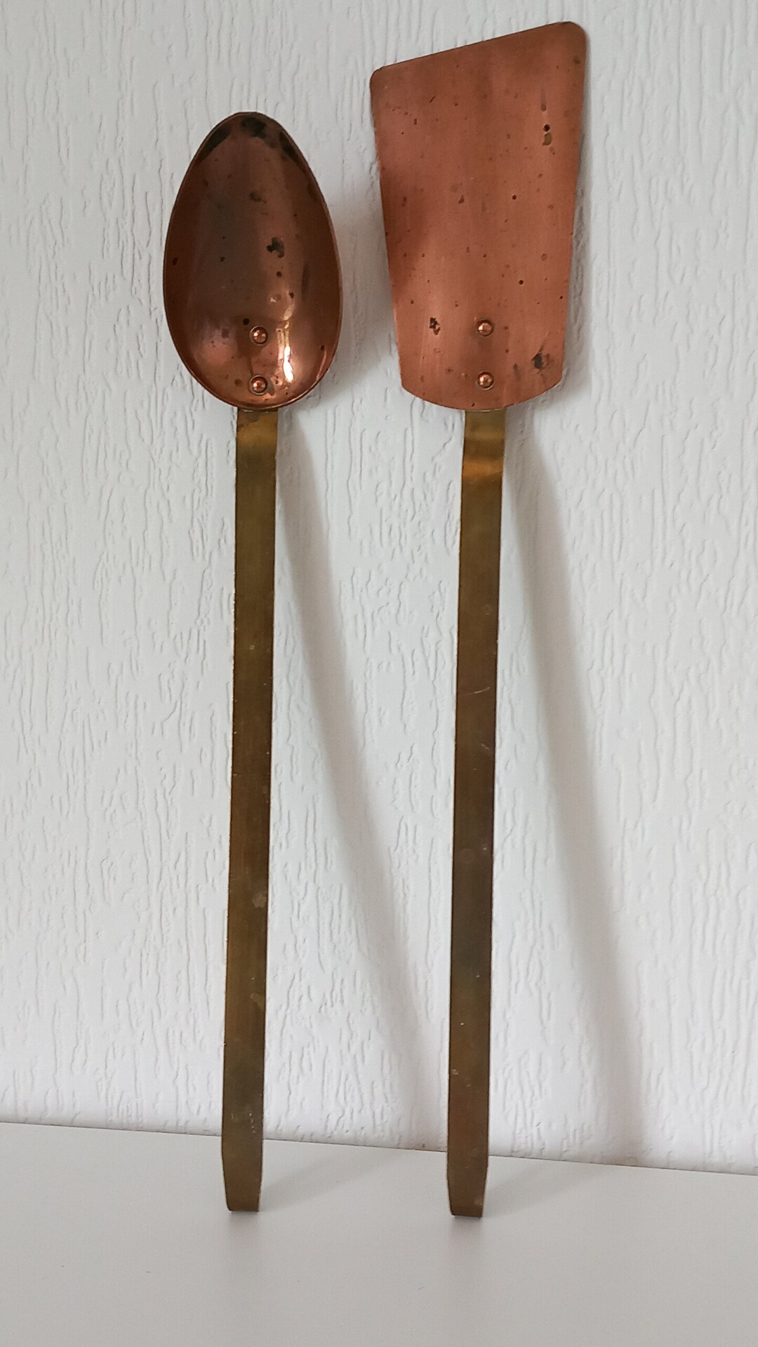 Vintage French 2 Piece Copper and Brass Kitchen Utensils Set ...
