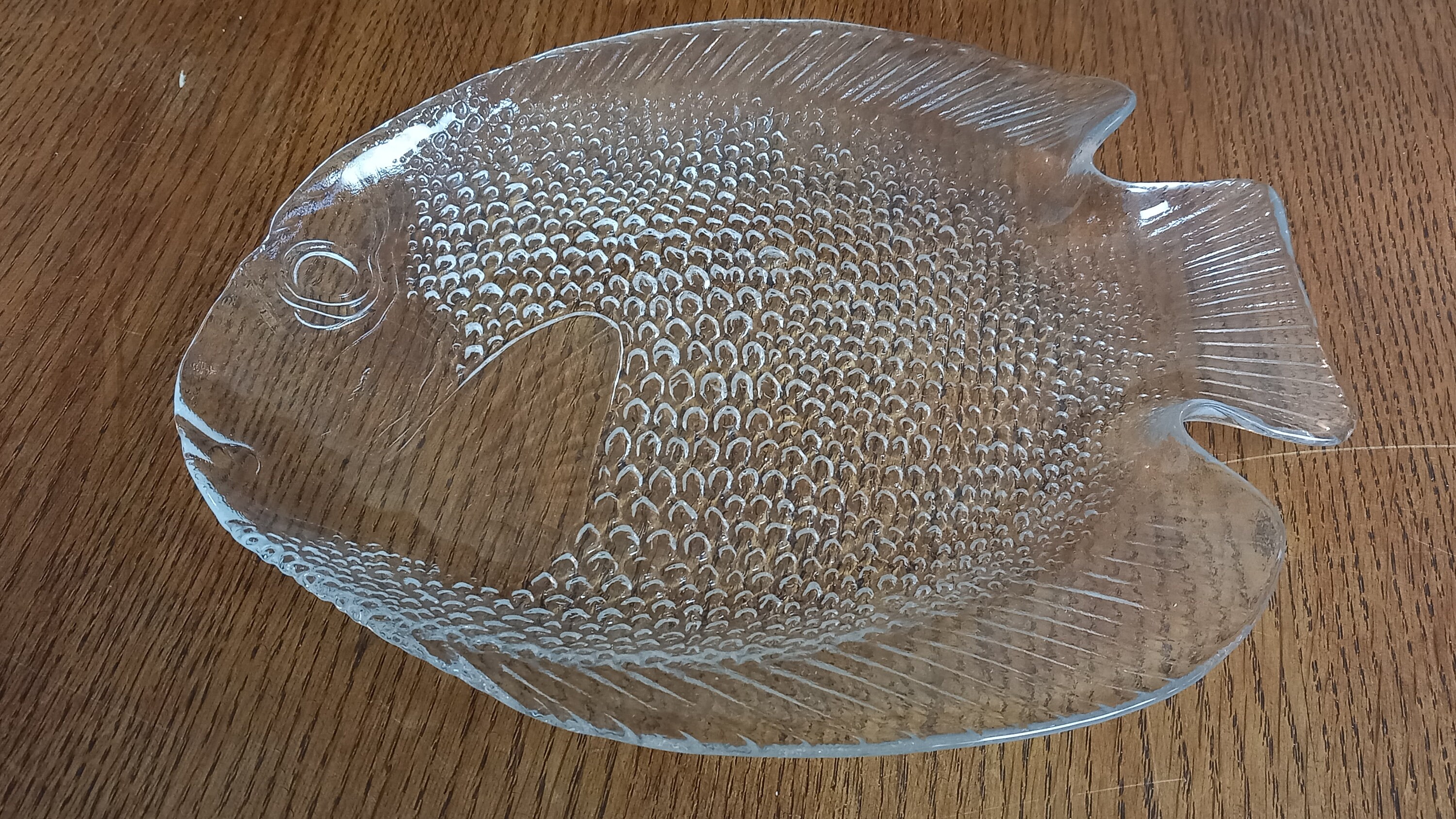 Pair of Vintage French Fish Shaped Glass Dinner Plates / Serving Plates ...