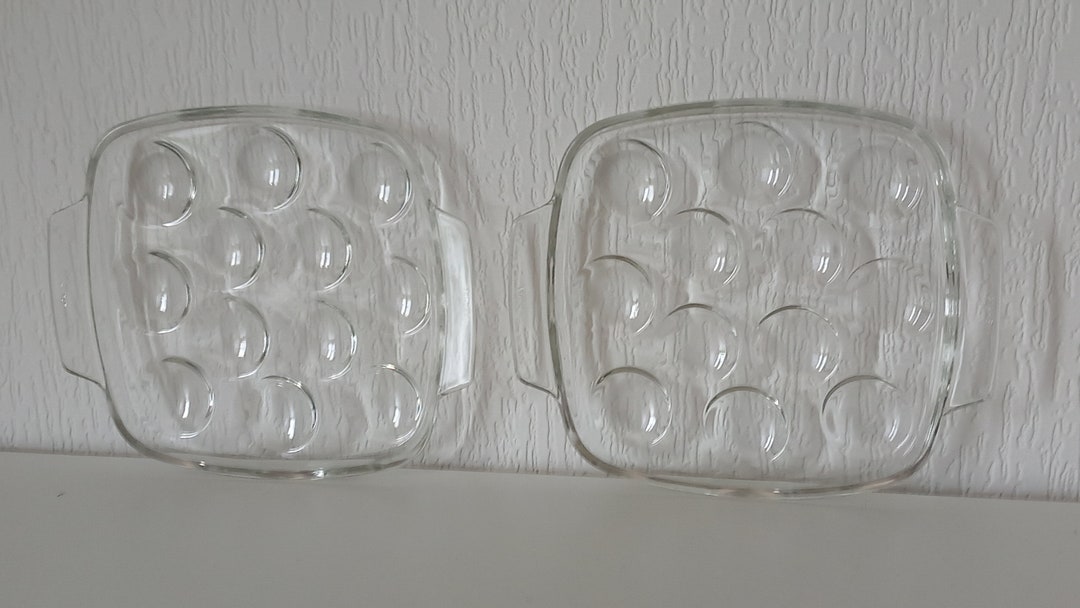 Pair of Vintage French Glass Pyrex Escargot Dishes / Snail Dishes ...