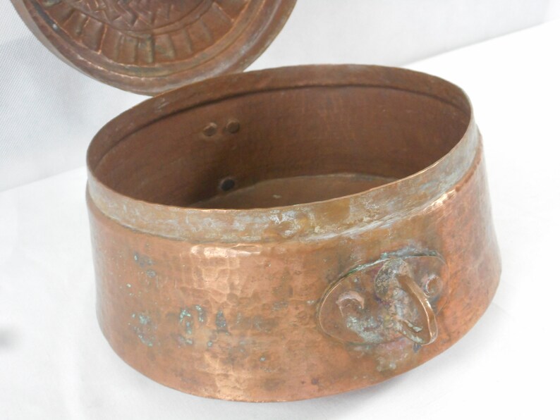 Rare vintage Indian hand made copper Chapati storage box / | Etsy