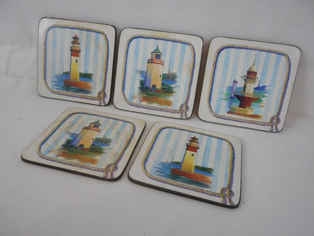P## Set of 5 Vintage Square Shaped Drink Coasters / Drink Mats - Etsy