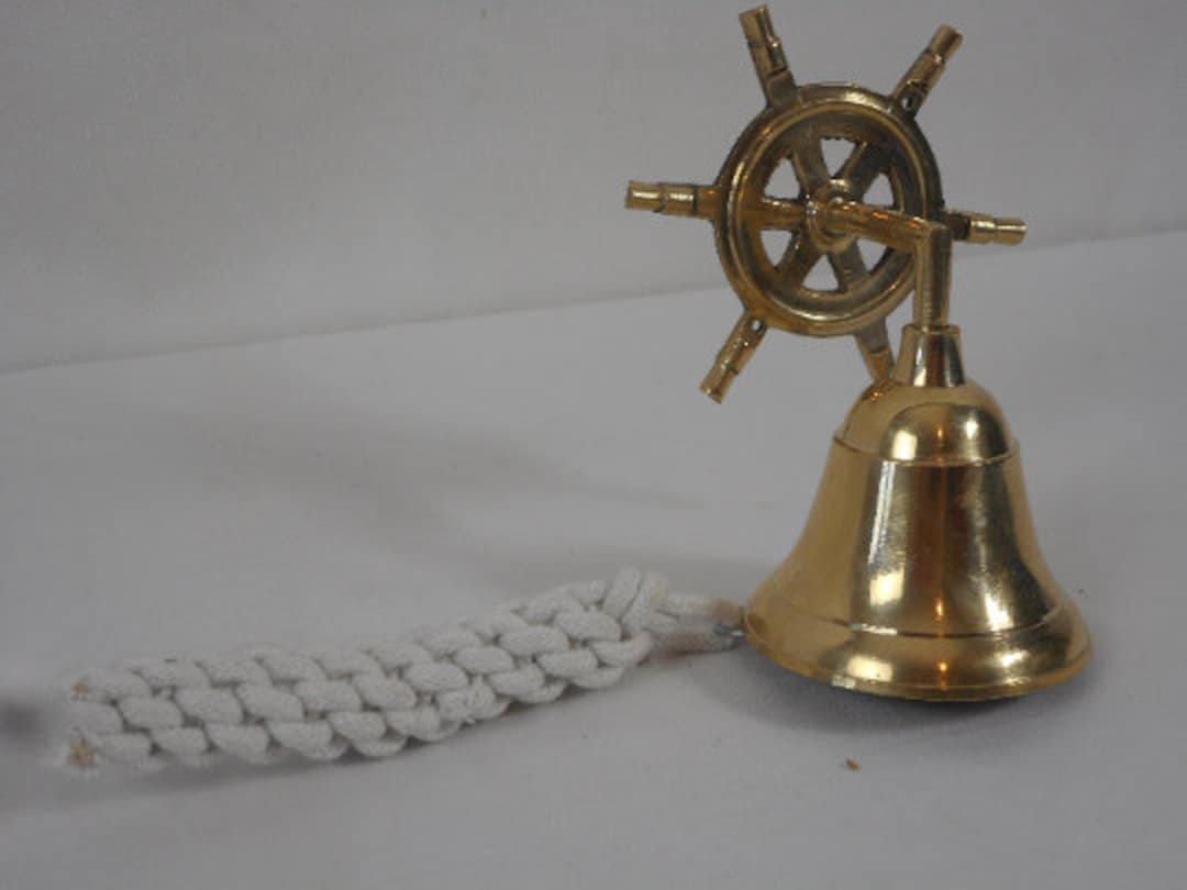 Vintage French Solid Brass Ships Wheel Bell / Ornament - Etsy