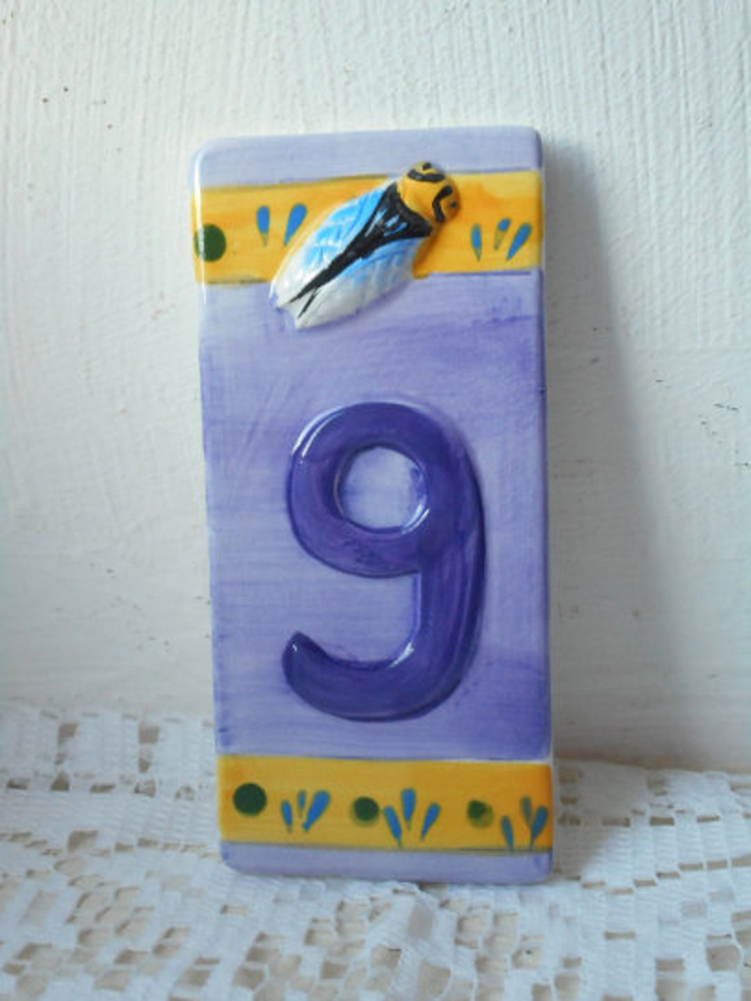 Vintage French Porcelain Hand Painted Door Number / Plaque Number 9 - Etsy