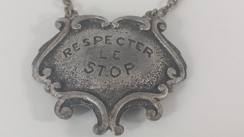 Collectable Vintage French Silver Coloured Metal Bottle Tag / Barware ...