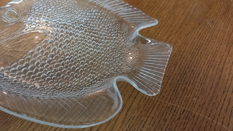 Pair of Vintage French Fish Shaped Glass Dinner Plates / Serving Plates ...